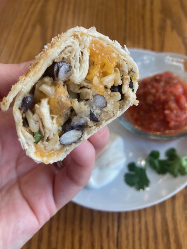 Crispy Chicken, Rice and Bean Burritos - The Tex-Mex Mom